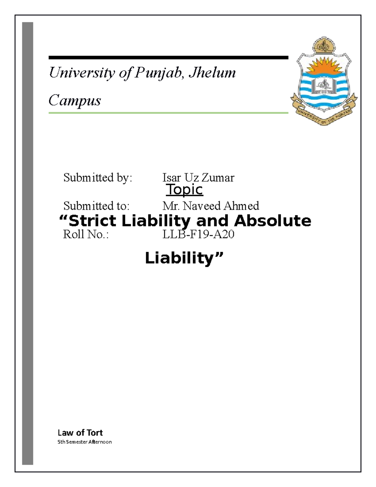 Strict Liability and Absolute Liability - Law of Tort 5th Semester ...
