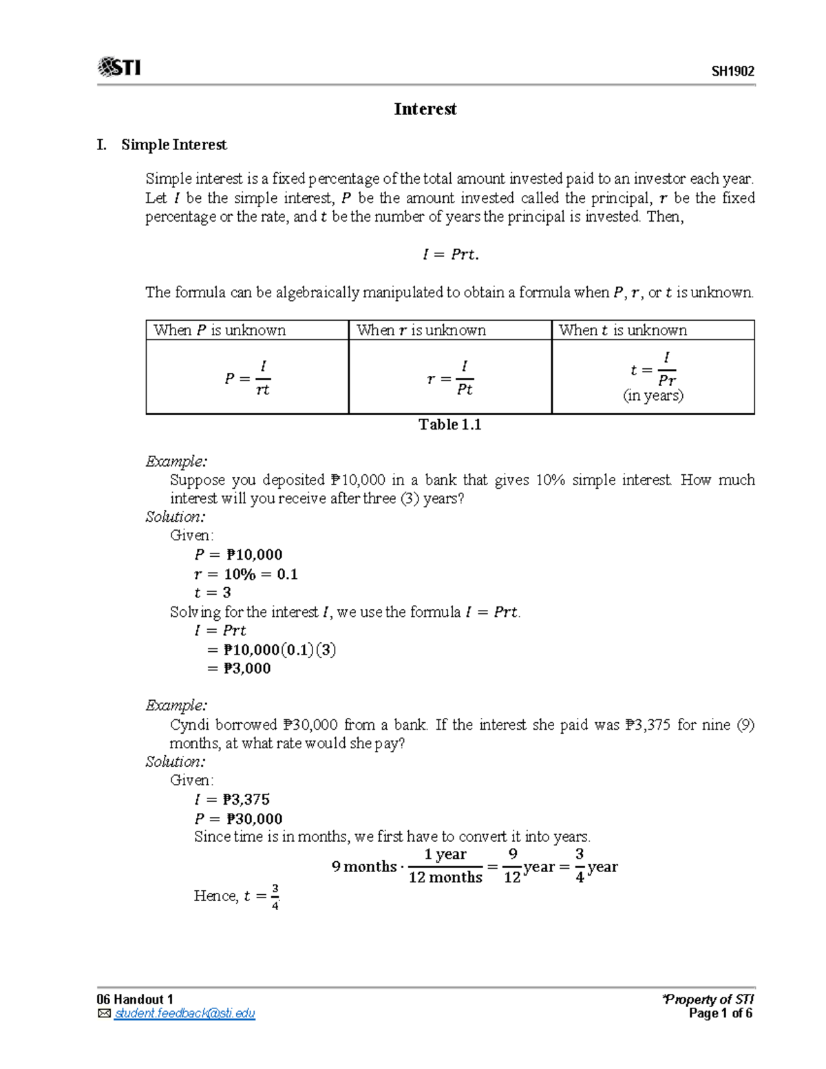 Interest - General Mathematics - STI Handouts - 06 Handout 1 *Property ...