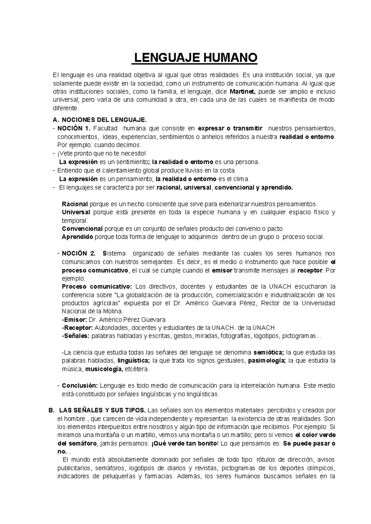 Separata - Tema 1 - El lenguaje humano - LENGUAJE HUMANO El lenguaje es ...