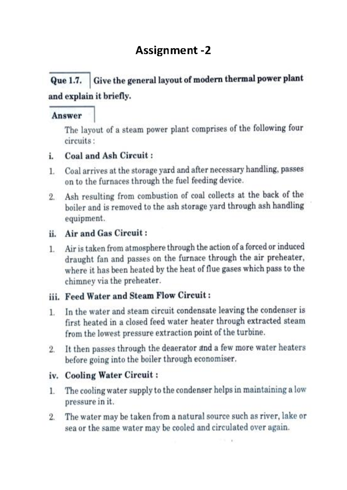 Asssignment-2 - handwritten notes - Assignment Que 1. Give the general ...
