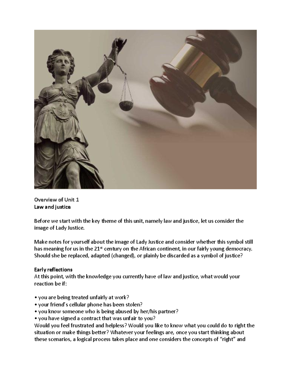 SJD1501 STUDY GUIDE SUMMARY 2022 - Overview of Unit 1 Law and justice ...