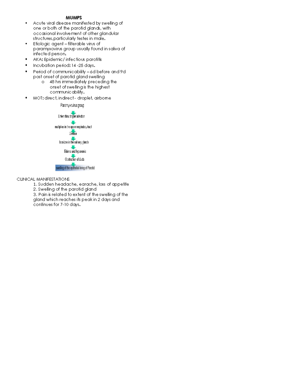 Mumps - MUMPS Acute viral disease manifested by swelling of one or both ...