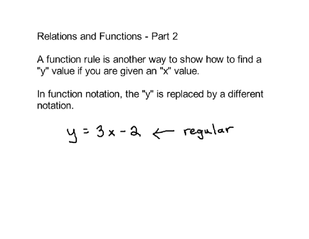 2-1 Relations and Functions - Relations and Functions Part 2 A function ...