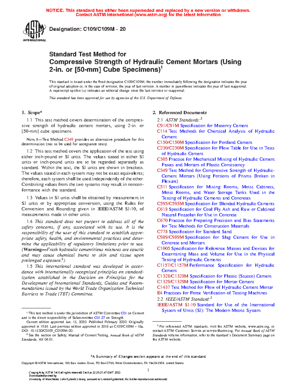 C109 C109M-20 - standard code - Studocu