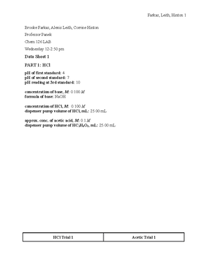 Abstract 1 - chem lab for Enthalpy of Neutralization - Abstract This ...