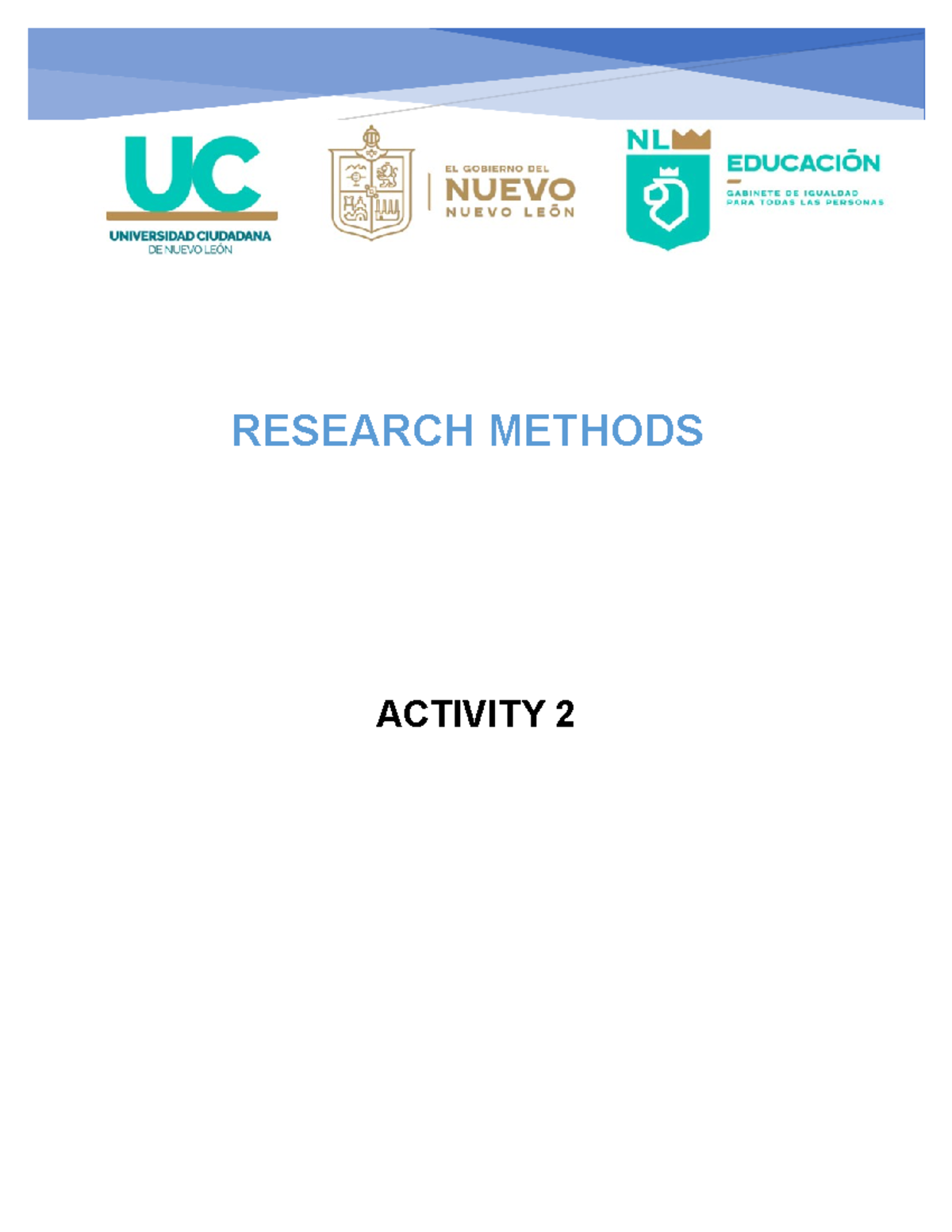 Activity 2 Congruence Matrix Activity 2 Research Methods Introduction