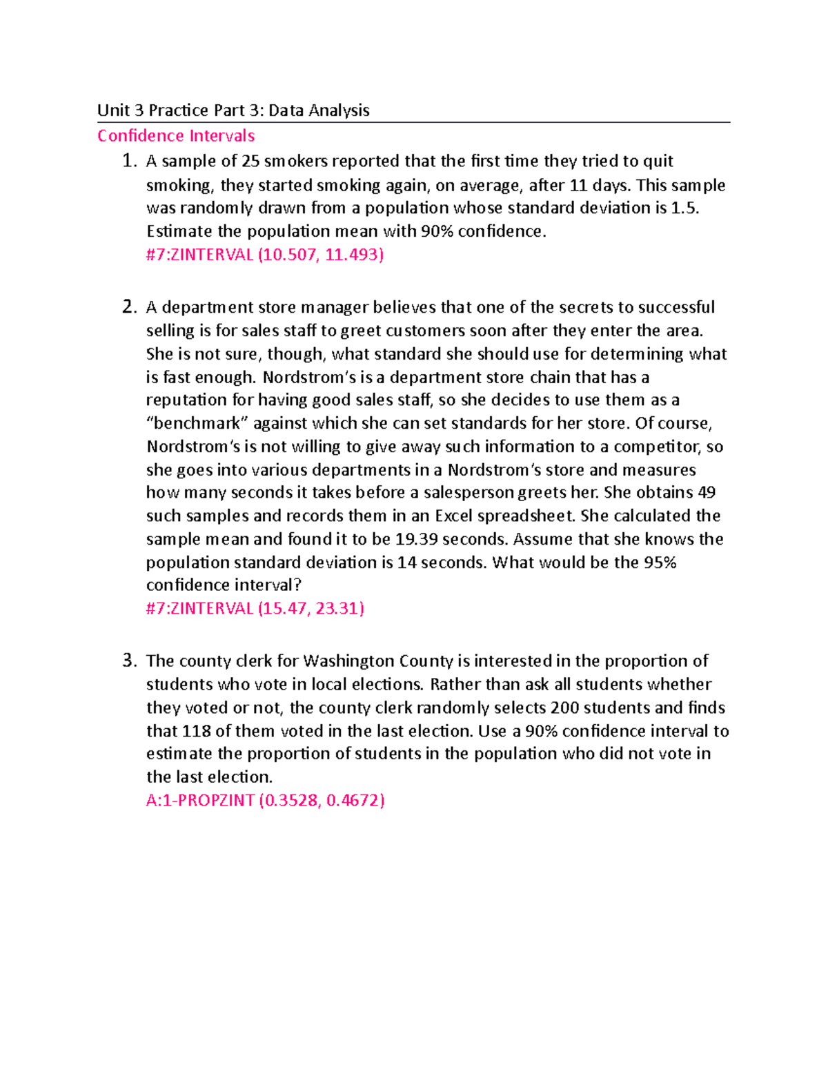Unit 3 Practice Part 3 - Unit 3 Practice Part 3: Data Analysis ...