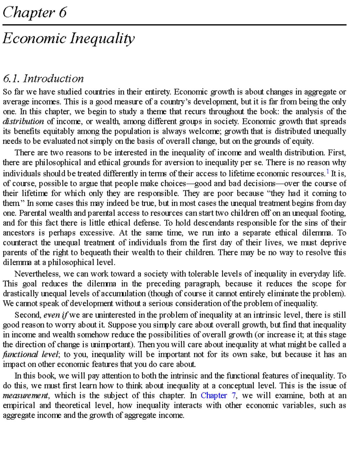 Ch6 Eco Inequality Debraj Ray - Chapter 6 Economic Inequality 6 ...