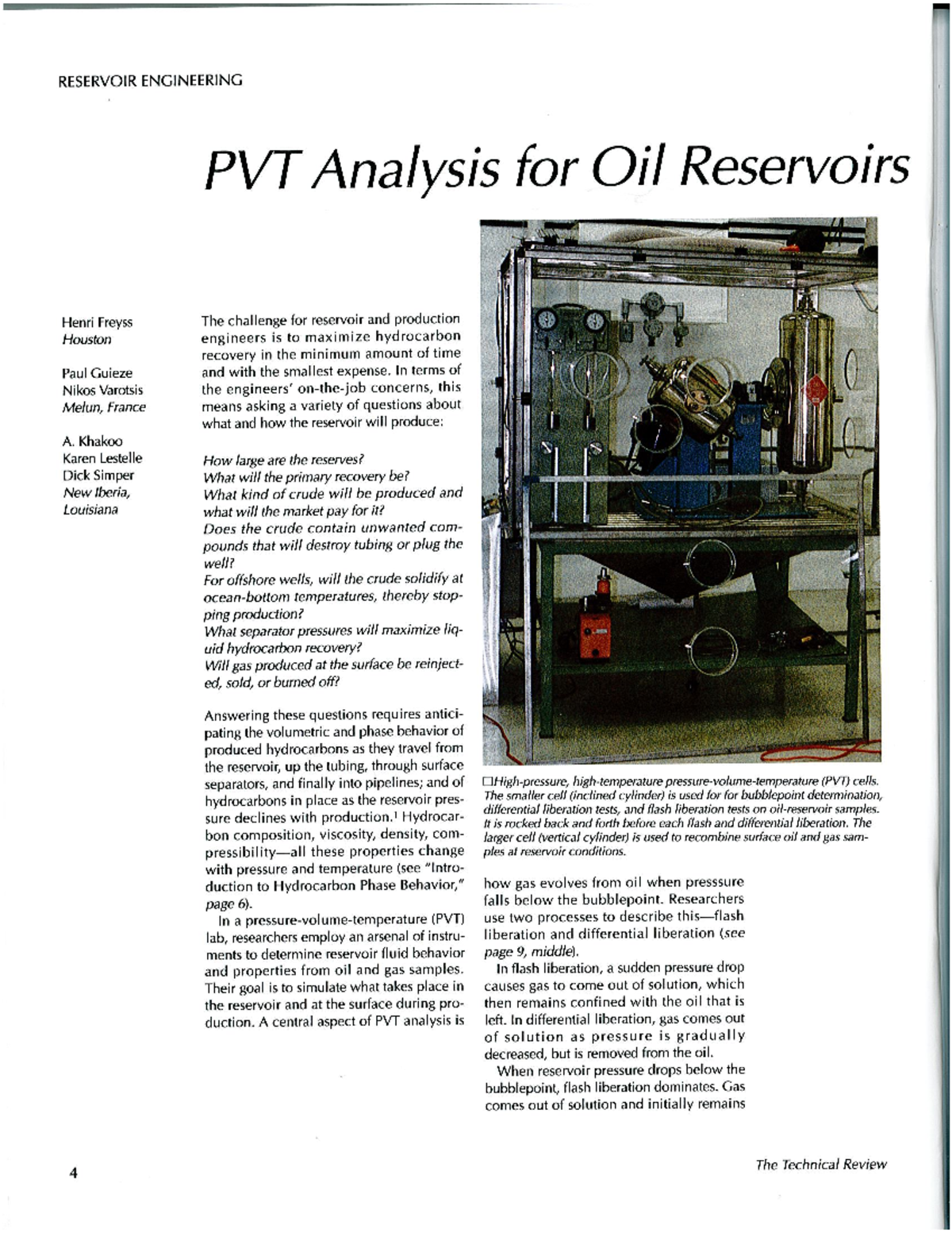 Pvt analysis for oil reservoirs - RESERVOIR ENGINEERING Henri Freyss ...