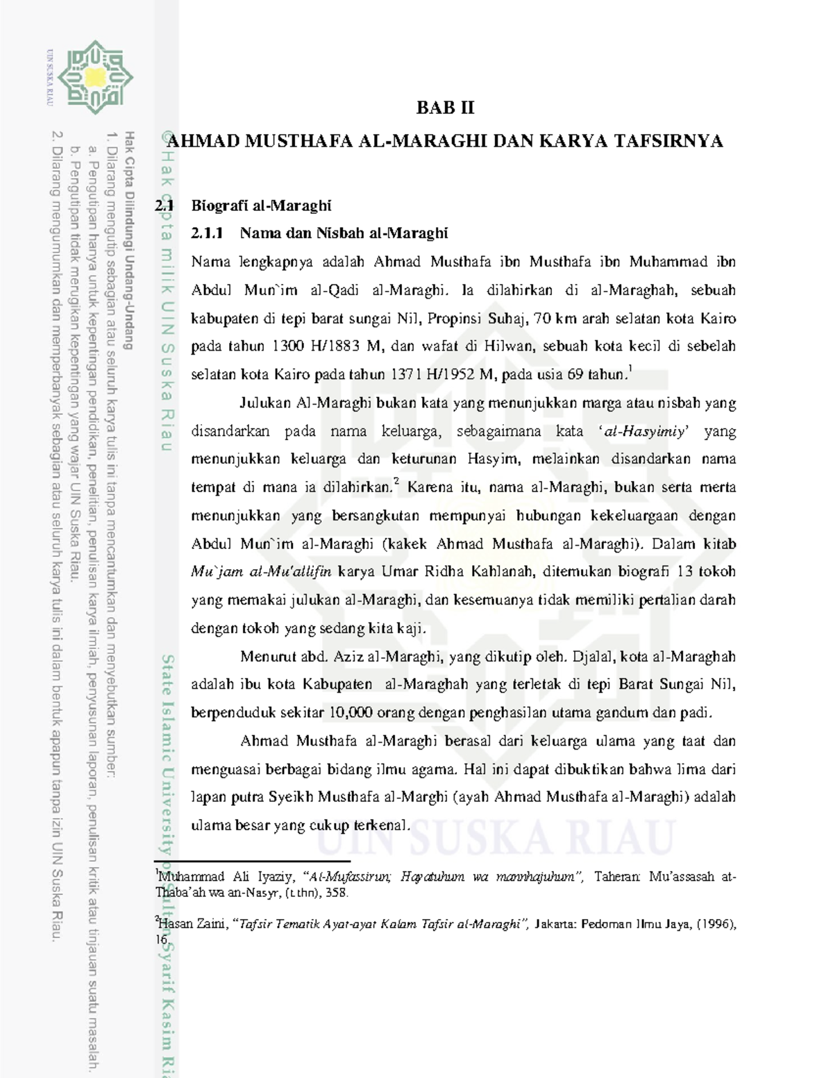 7. BAB II - tugas - BAB II AHMAD MUSTHAFA AL-MARAGHI DAN KARYA TAFSIRNYA 2 Biografi al-Maraghi 2 ...