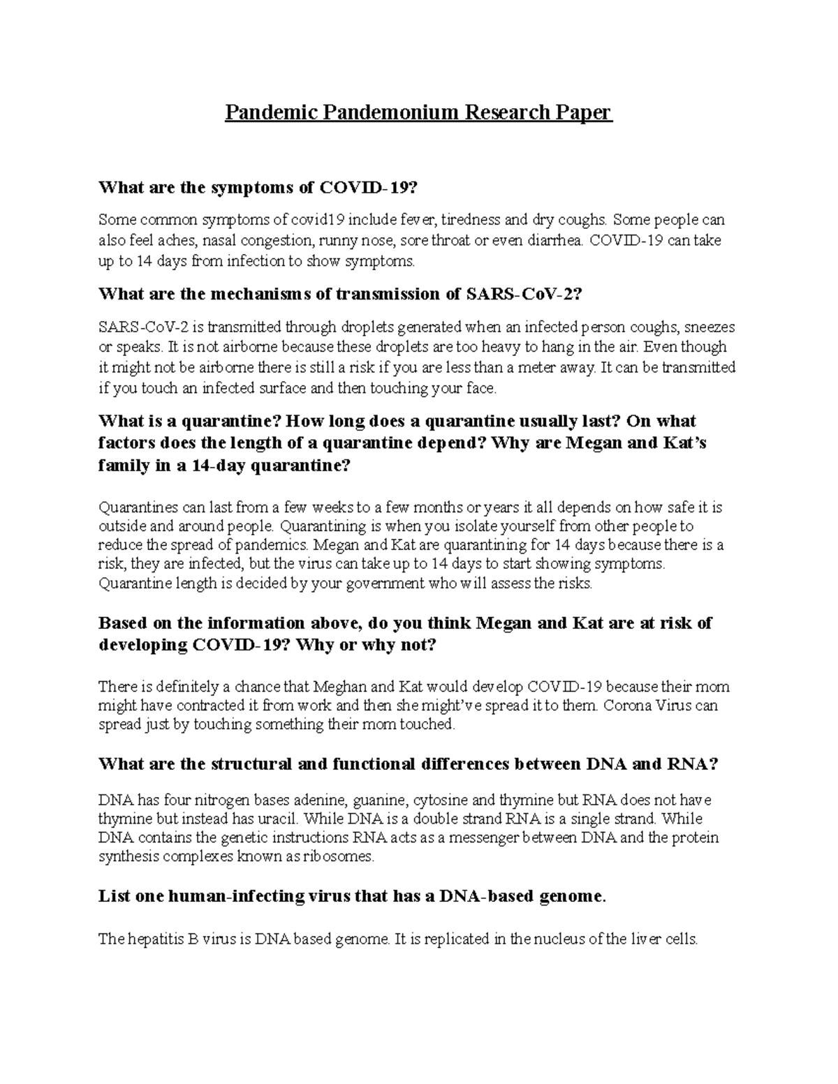 Pandemic Pandemoniun - Lecture notes 2 - Pandemic Pandemonium Research ...