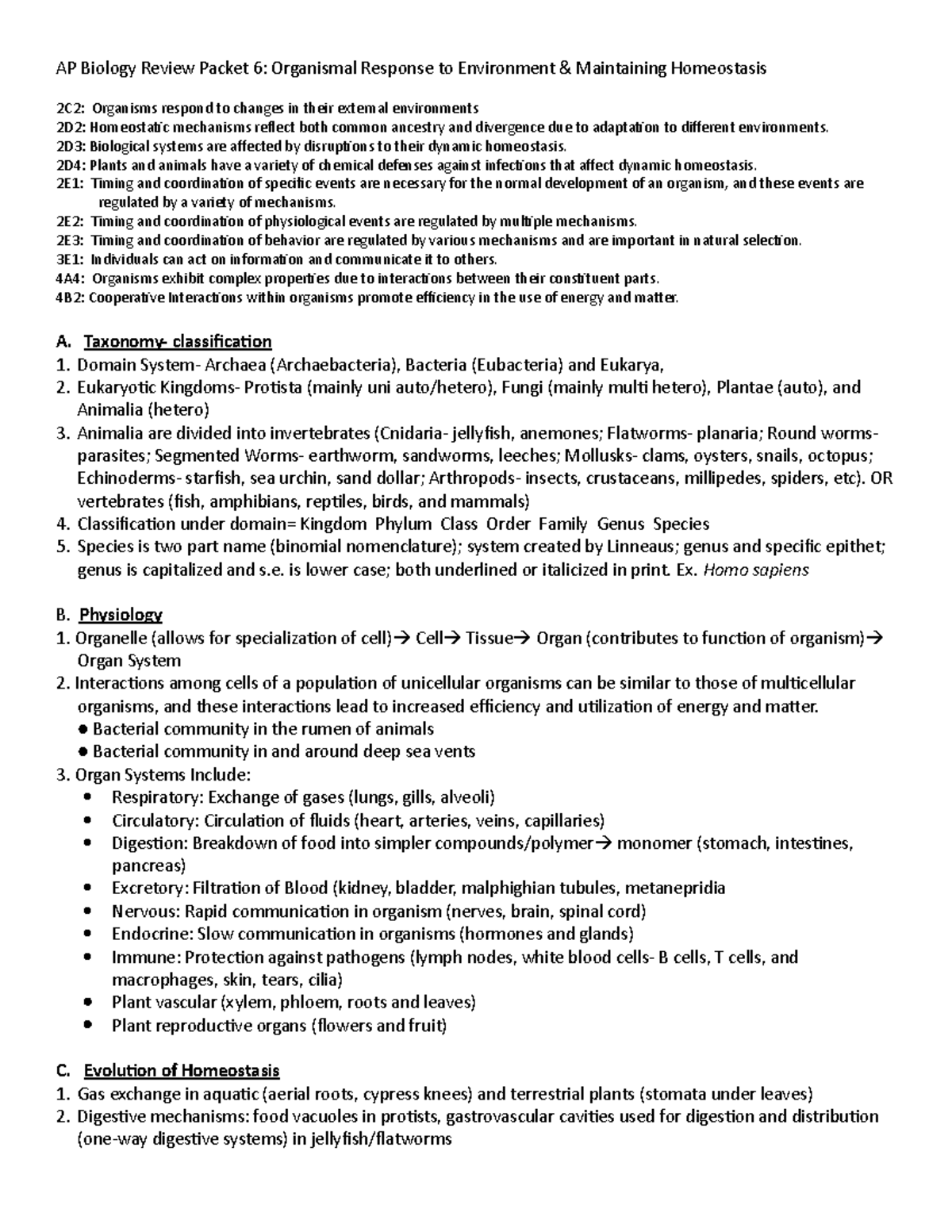6th of 7 Review Packets possible duplicate - AP Biology Review Packet 6 ...
