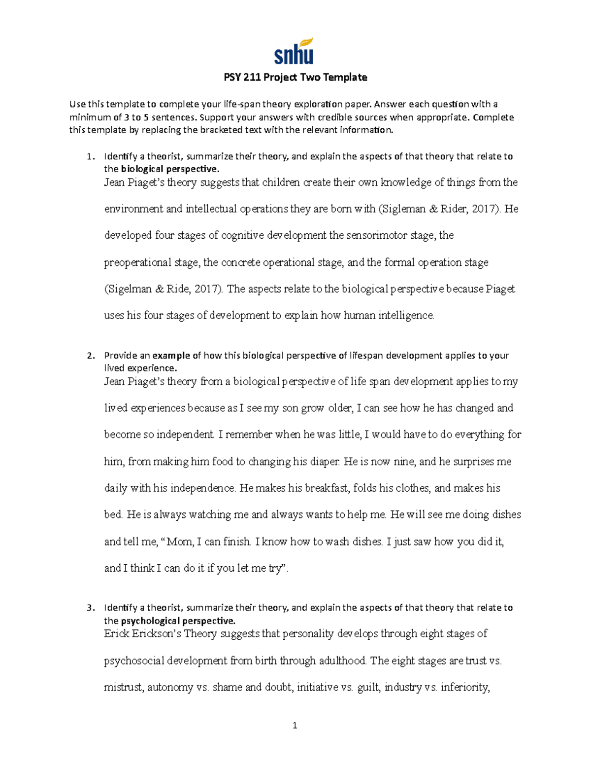 PSY 211 Project Two Template - PSY 211 Project Two Template Use this template to complete your ...