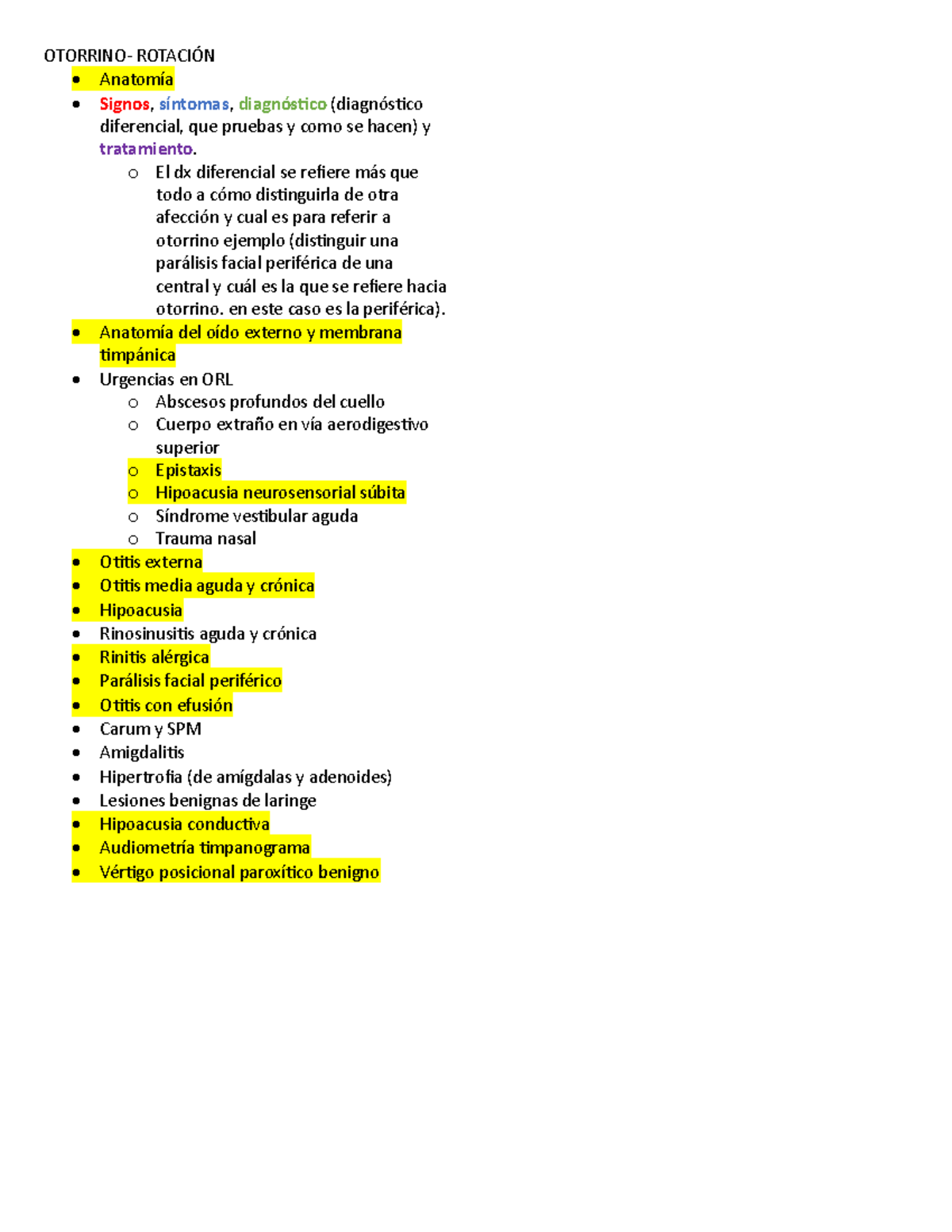 Otorrinolaringología - OTORRINO- ROTACIÓN Anatomía Signos, síntomas ...
