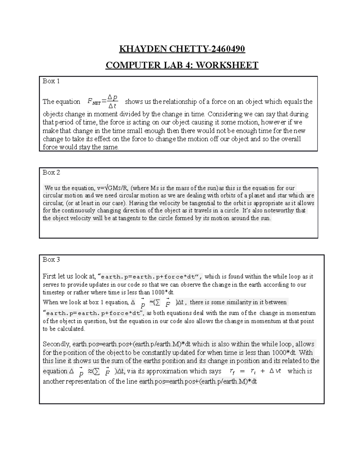 Computer lab assignment 4 (using python code to orbit planets ...