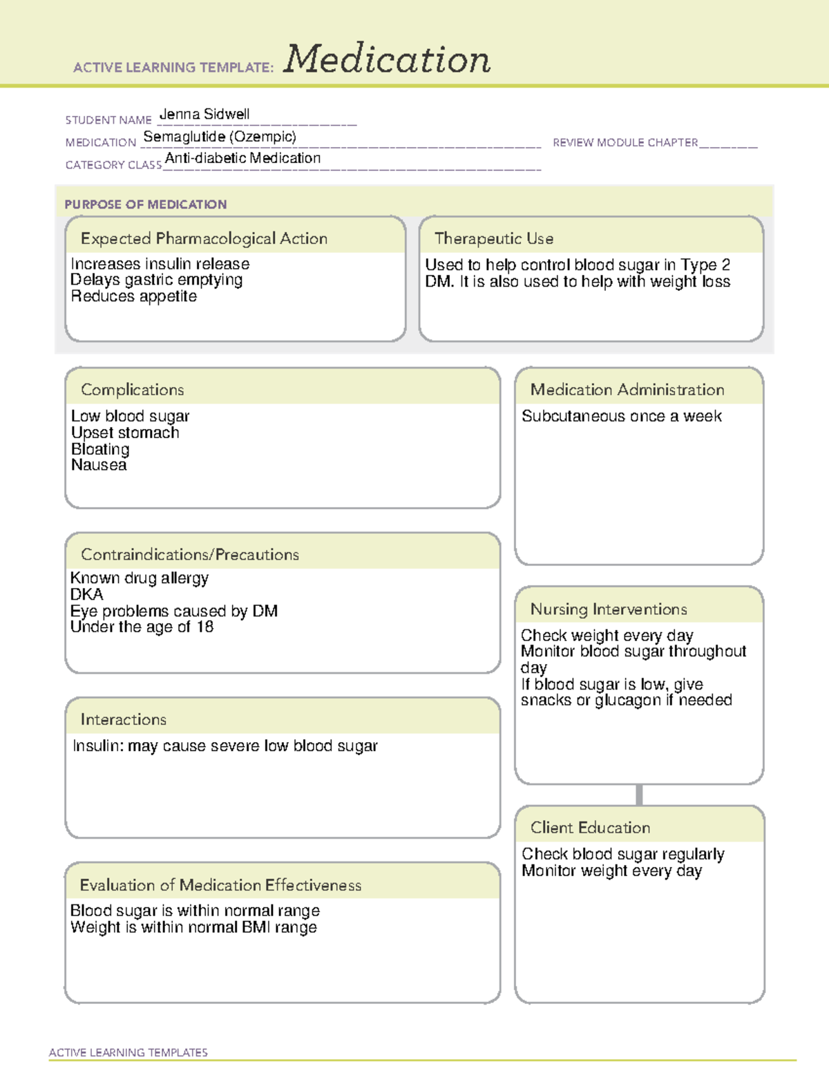 Medication filled out - ACTIVE LEARNING TEMPLATES Medication STUDENT ...