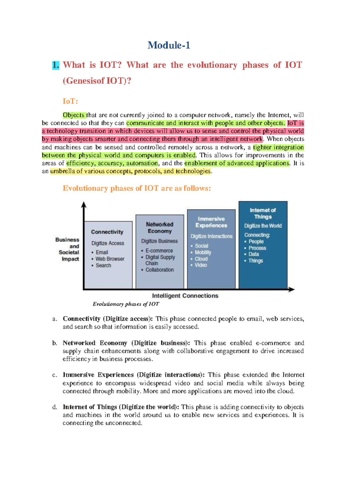 Io T Module 1 8th Sem assign ans - Module- 1. What is IOT? What are the ...