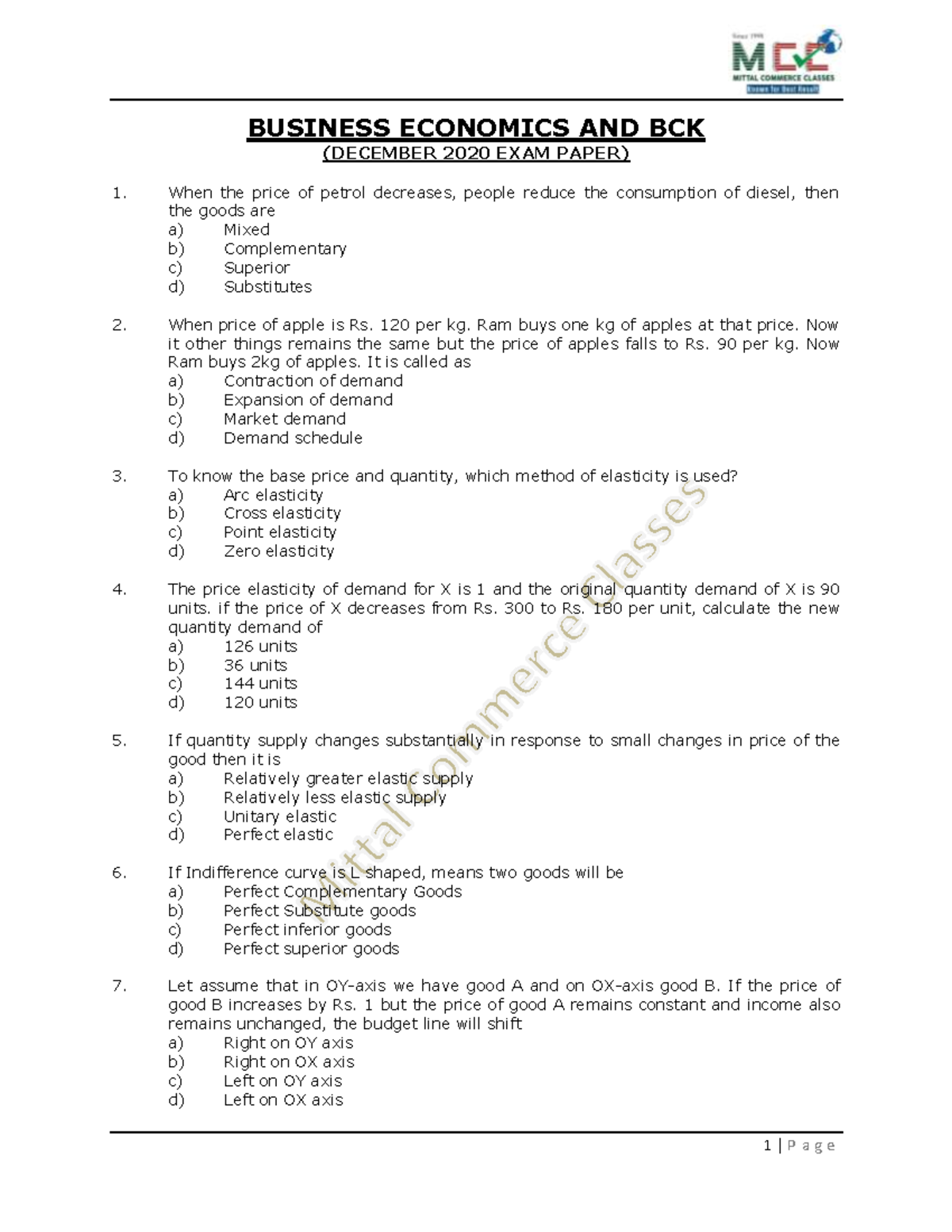 ICAI-Ca-Found - Questions along with answers are there. - BUSINESS ...