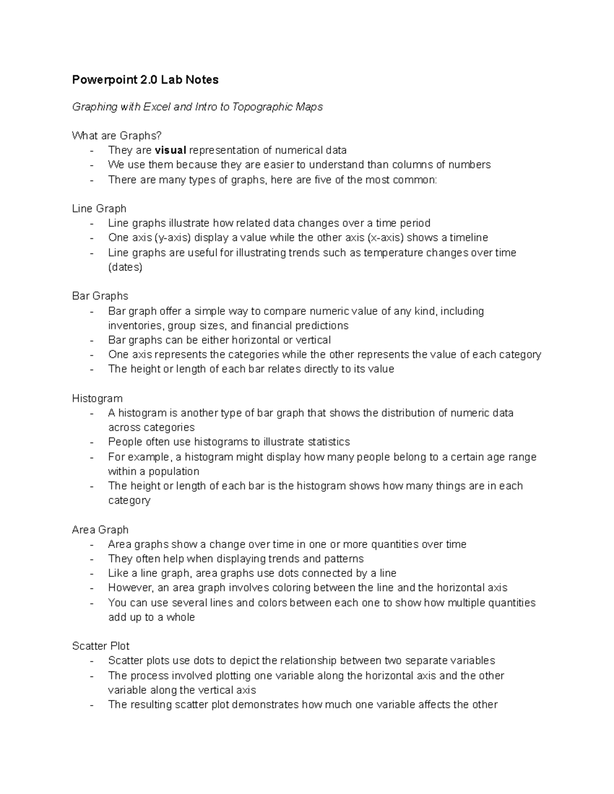 Planet Earth Lab 2.0 Notes - Powerpoint 2 Lab Notes Graphing with Excel ...