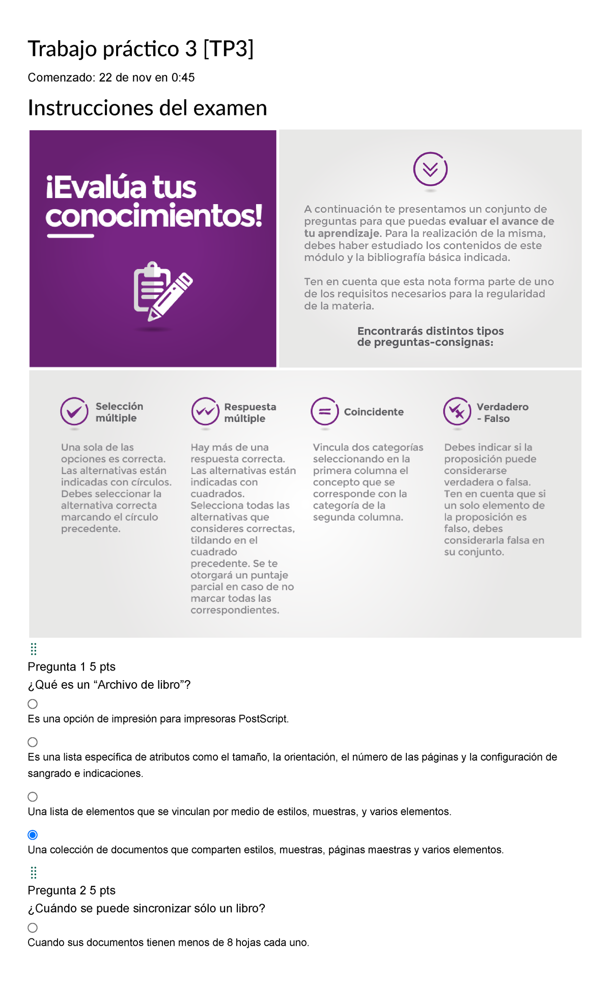 Examen Trabajo práctico 3 [TP3] hrr3 - Trabajo prácco 3 [TP3] Comenzado: 22 de nov en 0: - Studocu