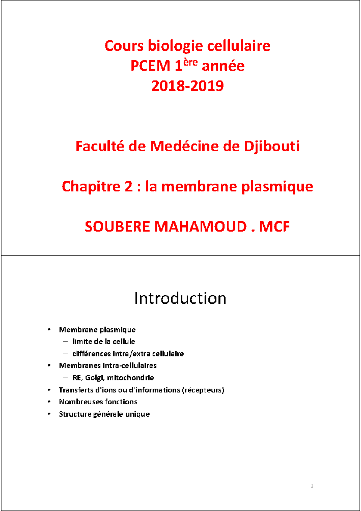 Bio Cell PCEM1 - ver good - Cours biologie cellulaire PCEM 1 ère année ...