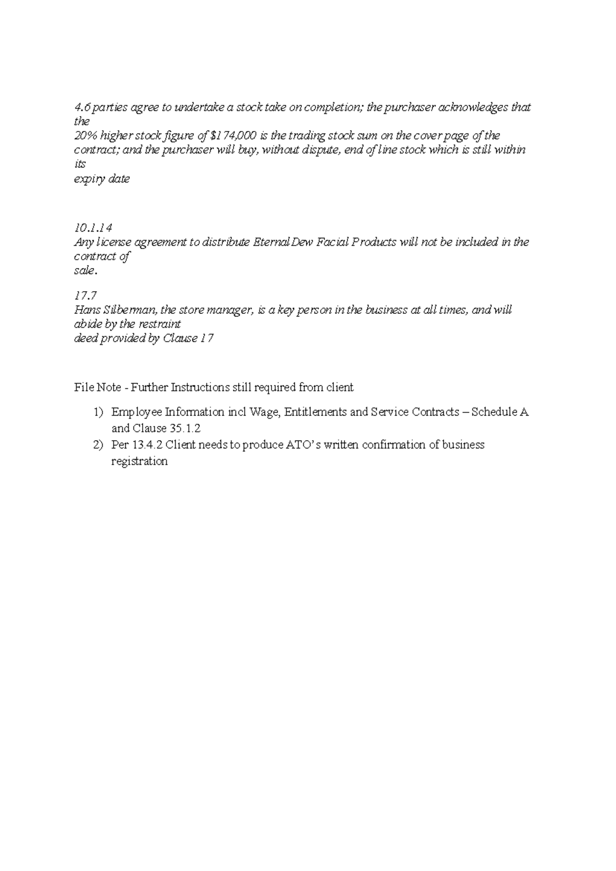 Special Conditions CCP and File Note - 4 parties agree to undertake a ...