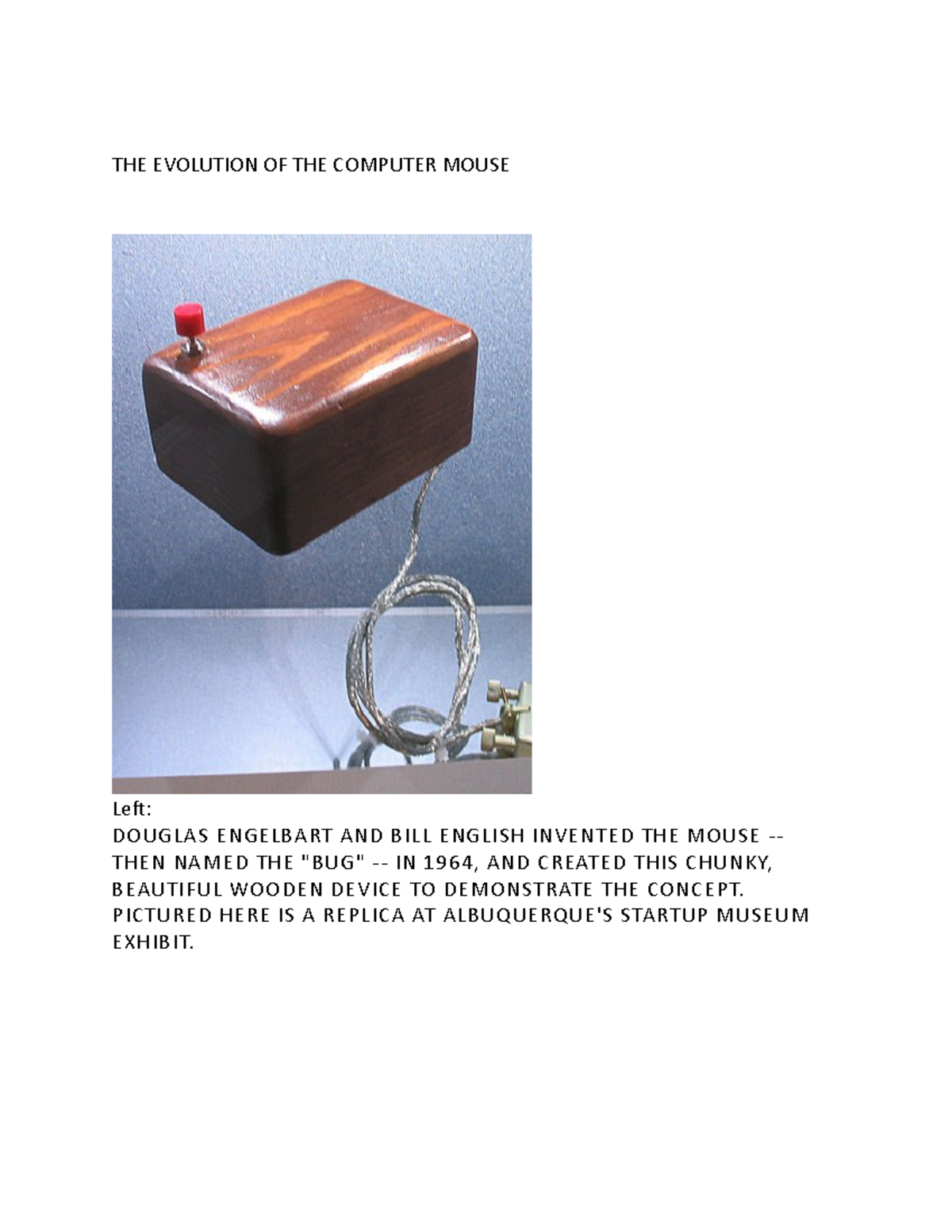 THE Evolution OF THE Computer Mouse - THE EVOLUTION OF THE COMPUTER ...