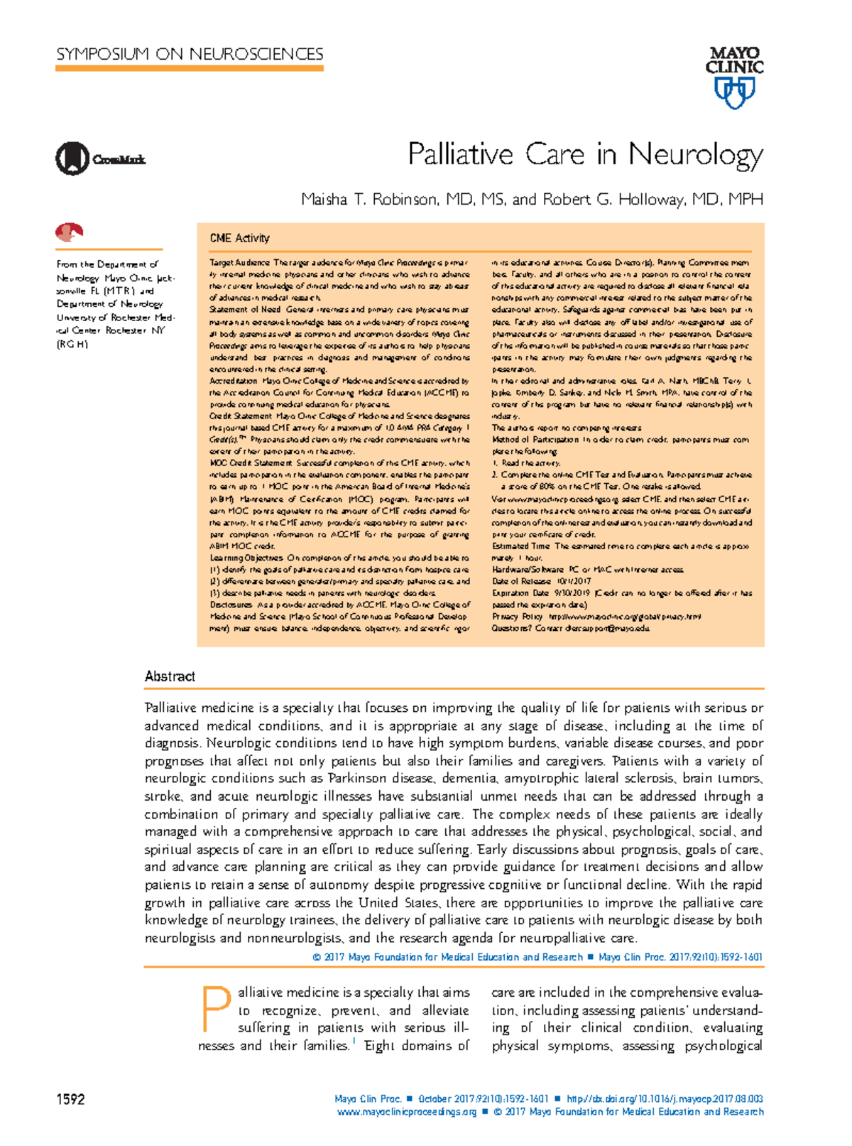 Palliative Care in Neurology - Palliative Care in Neurology Maisha T ...