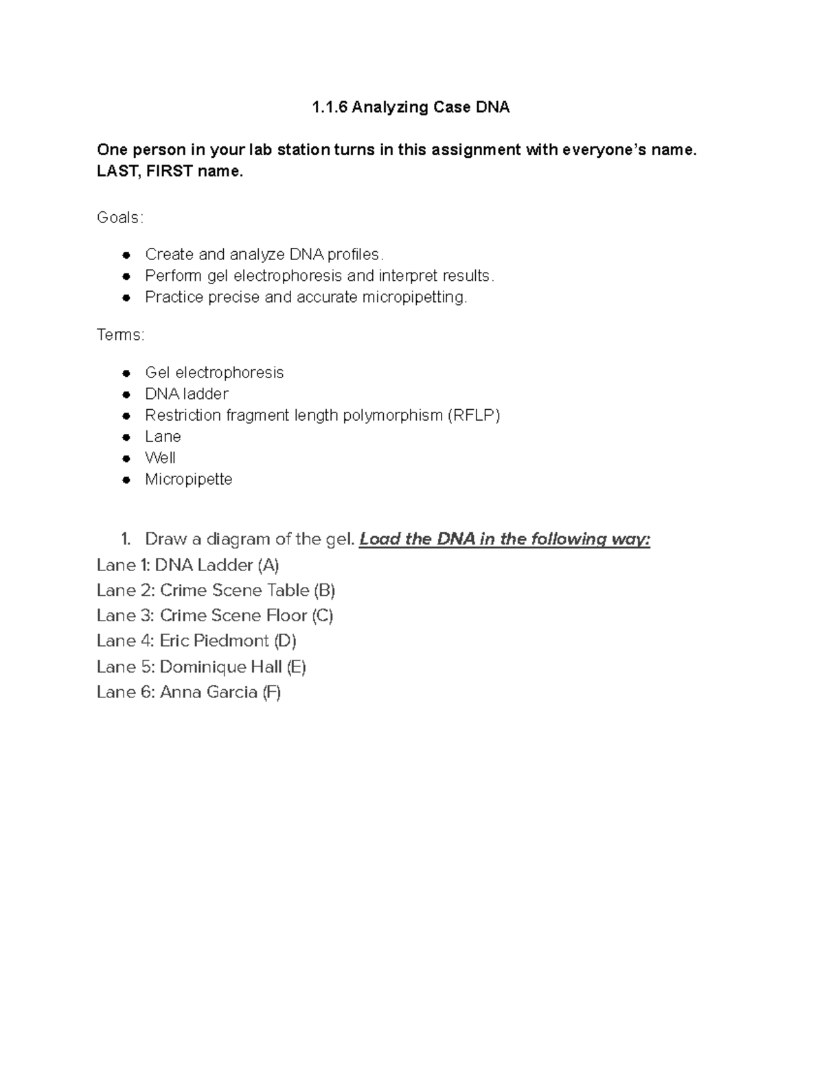 1.1.6 Analyzing Case DNA - 1.1 Analyzing Case DNA One person in your ...