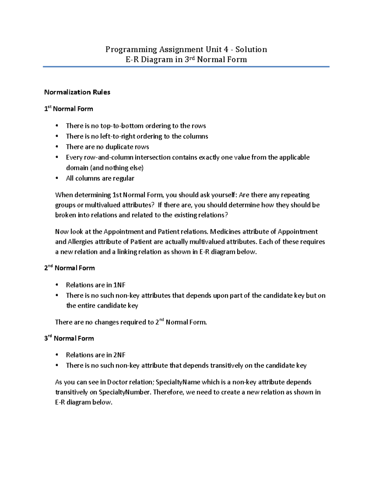Programming Assignment Unit 4 Solution Programming Assignment Unit 4 Solution E R Diagram In