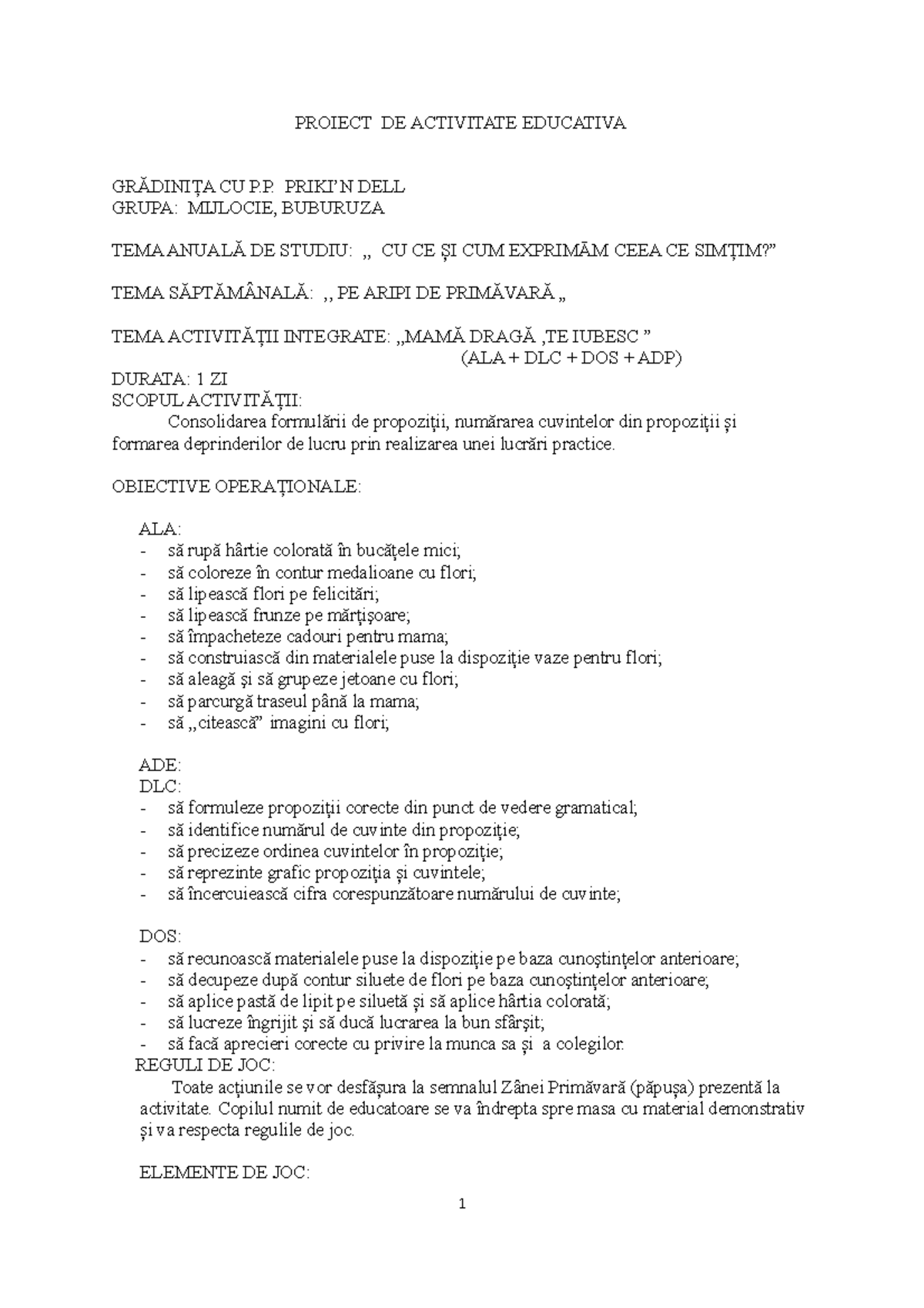 10.03.2023Proiect de activitate educativa,Buburuza - PROIECT DE ...