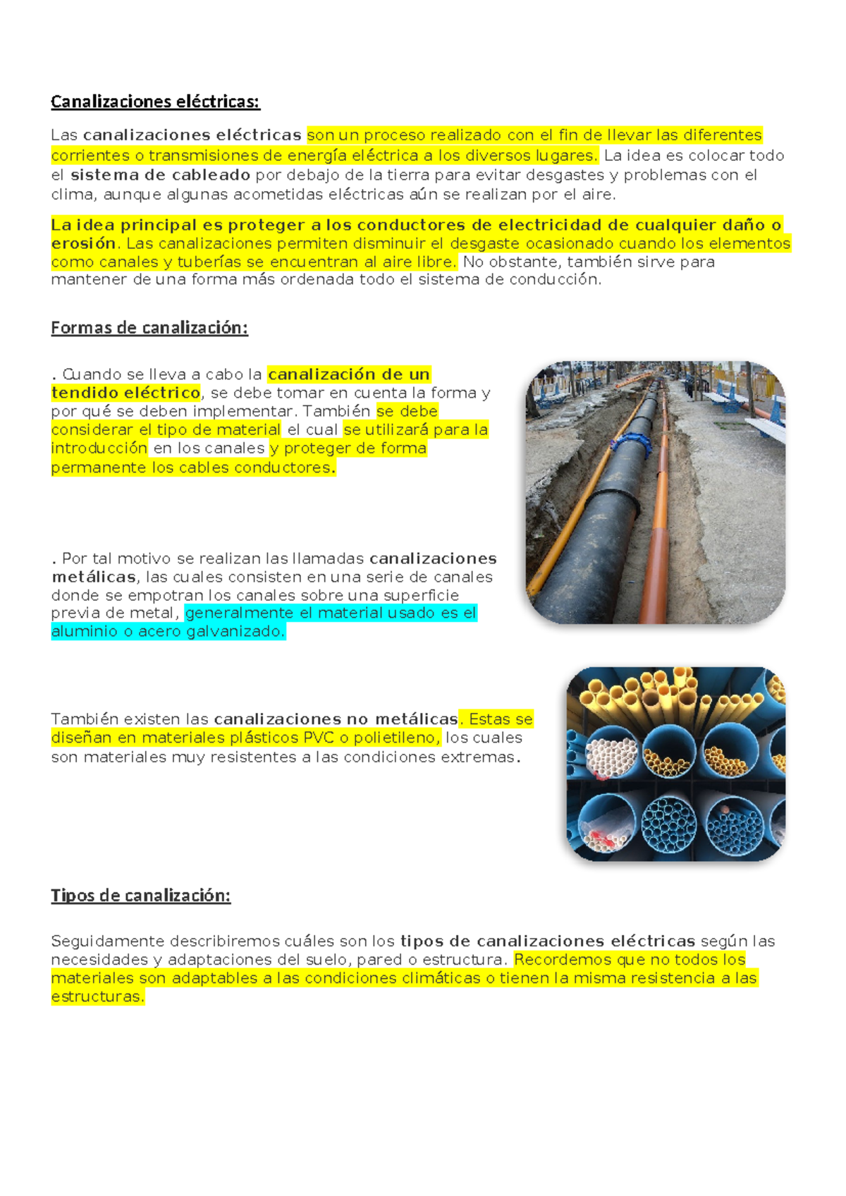 Canalizaciones eléctricas - Canalizaciones eléctricas: Las canalizaciones eléctricas son un ...