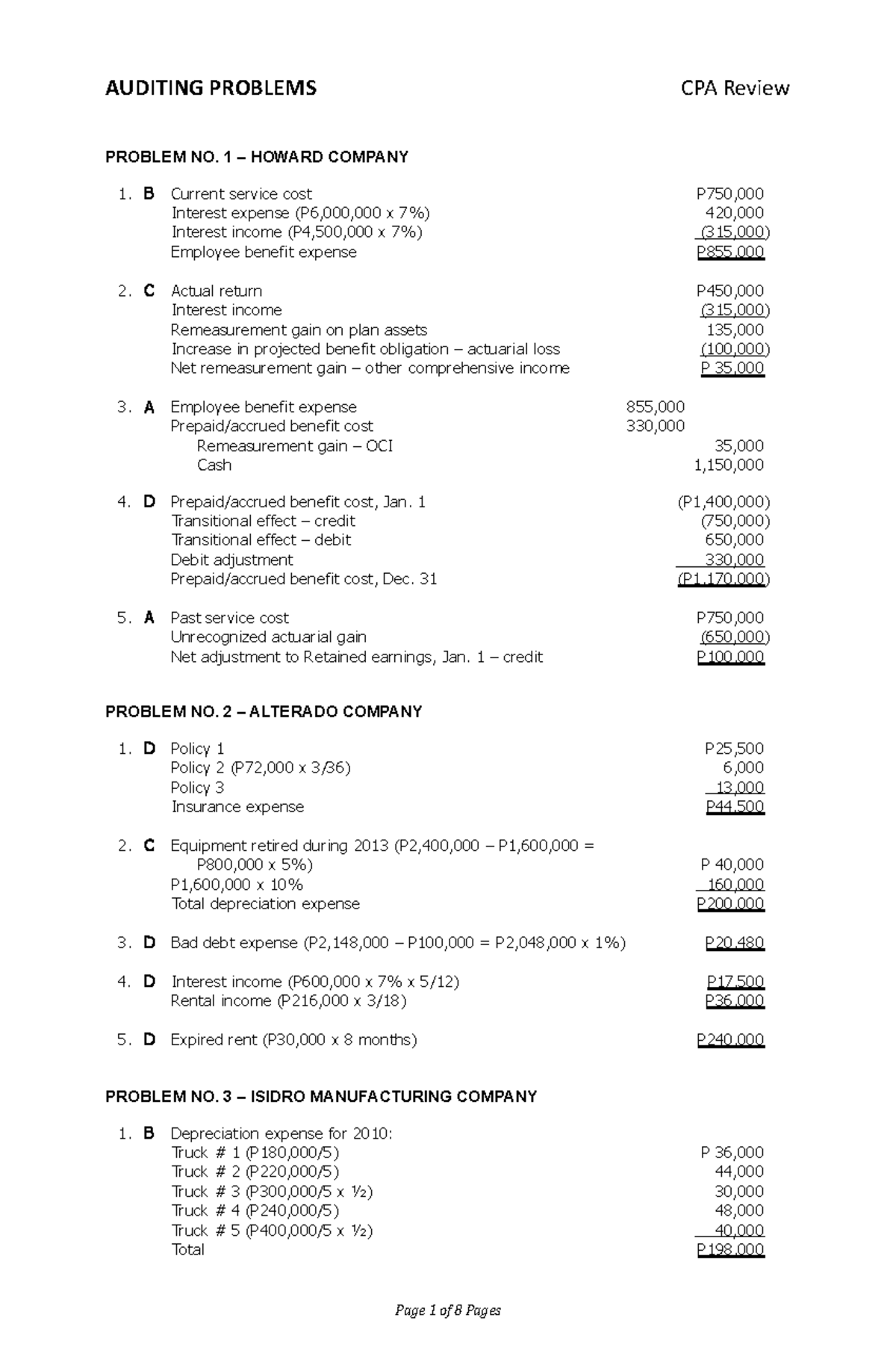 AP- Solutions - 2013 - ap-problems - AUDITING PROBLEMS CPA Review ...