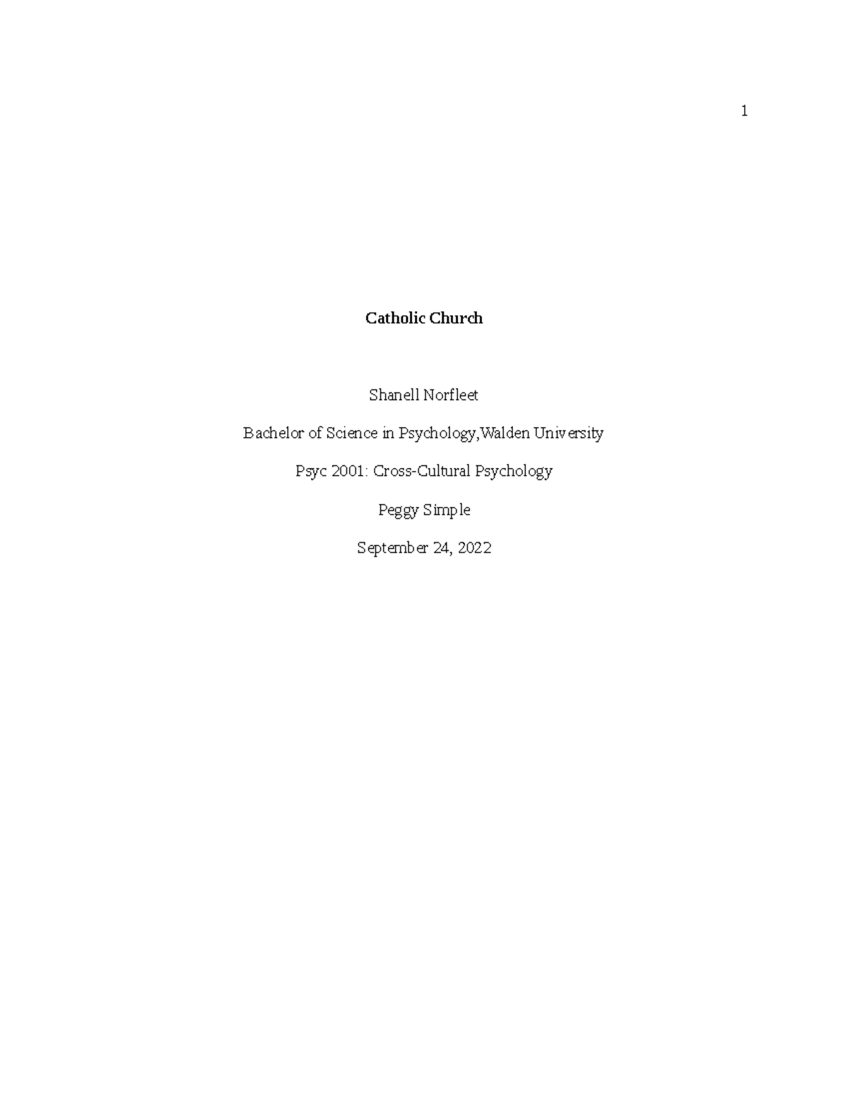 Catholic Church - Assignments - Catholic Church Shanell Norfleet ...
