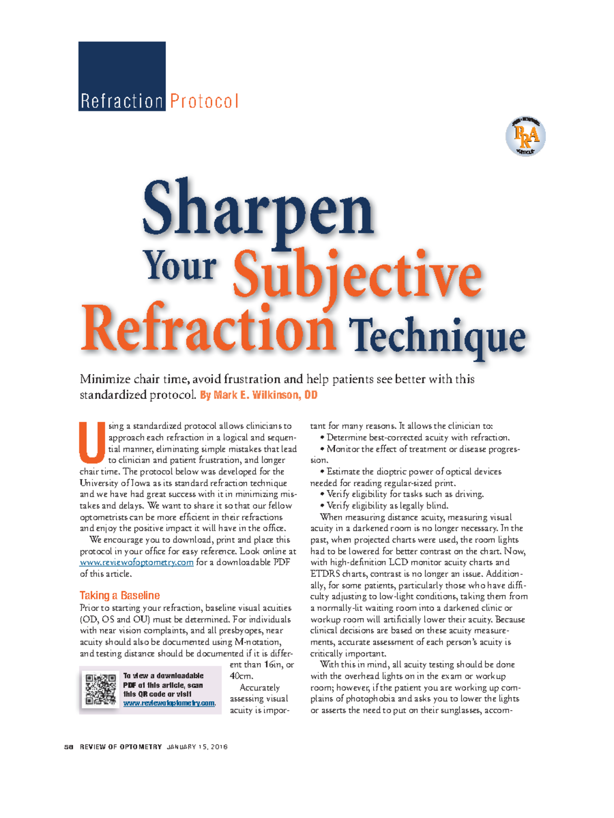 Sharpen Your Subjective Refraction Technique - U sing a standardized ...