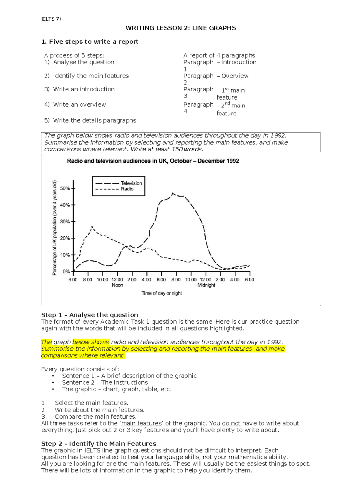 Wr.Lesson 2 Line graphs - WRITING LESSON 2: LINE GRAPHS Five steps to ...