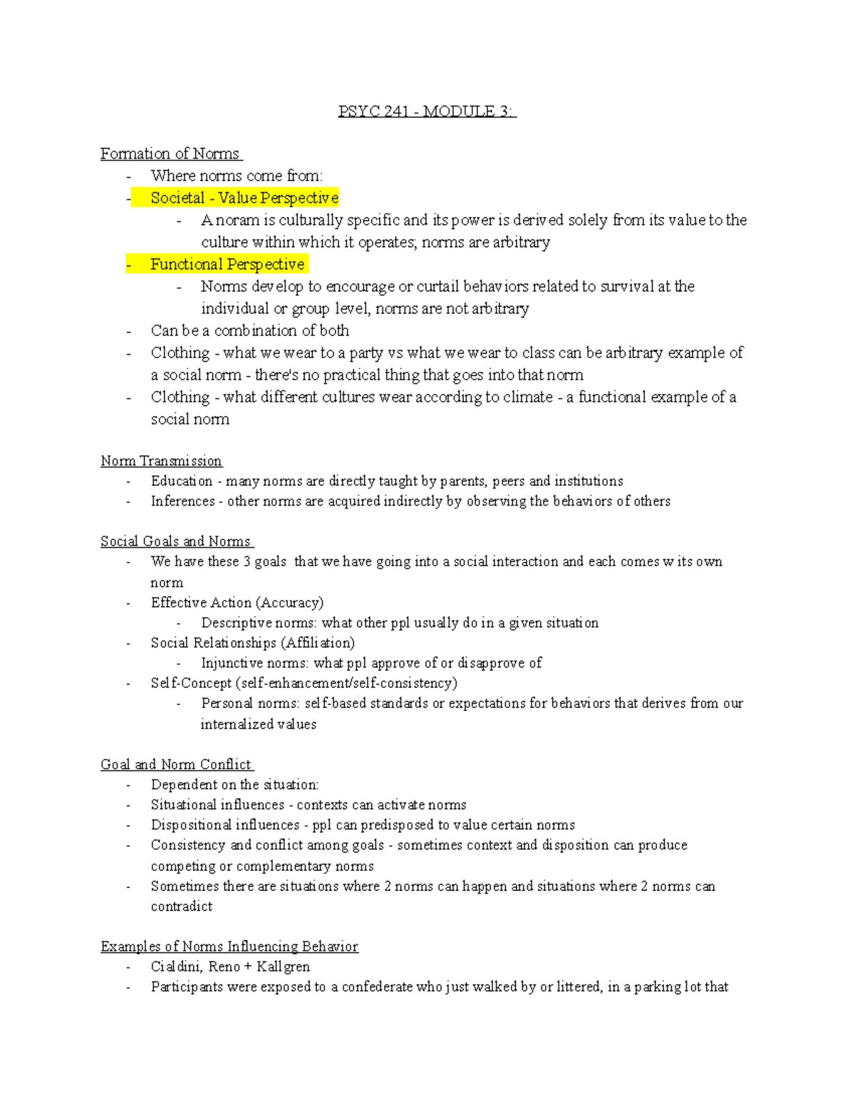 PSYC 342 - WEEK 2 - Lecture notes from module 2 - PSYC 241 - MODULE 3 ...
