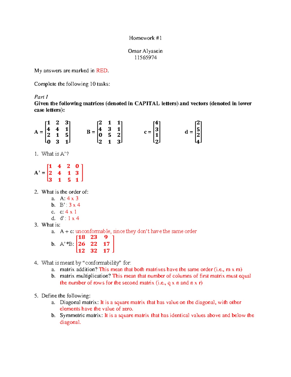 Topic 2 Homework 1 Homework Omar Alyasein 11565974 My Answers Are Marked In Red Complete