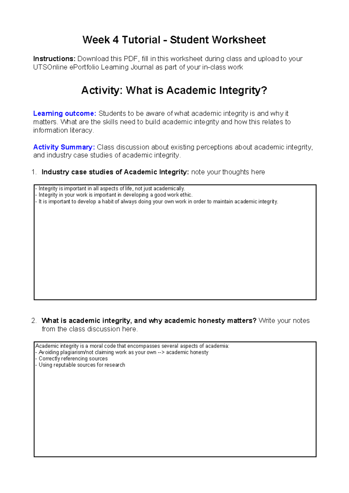 Week 4 - Student Worksheet - Week 4 Tutorial - Student Worksheet ...