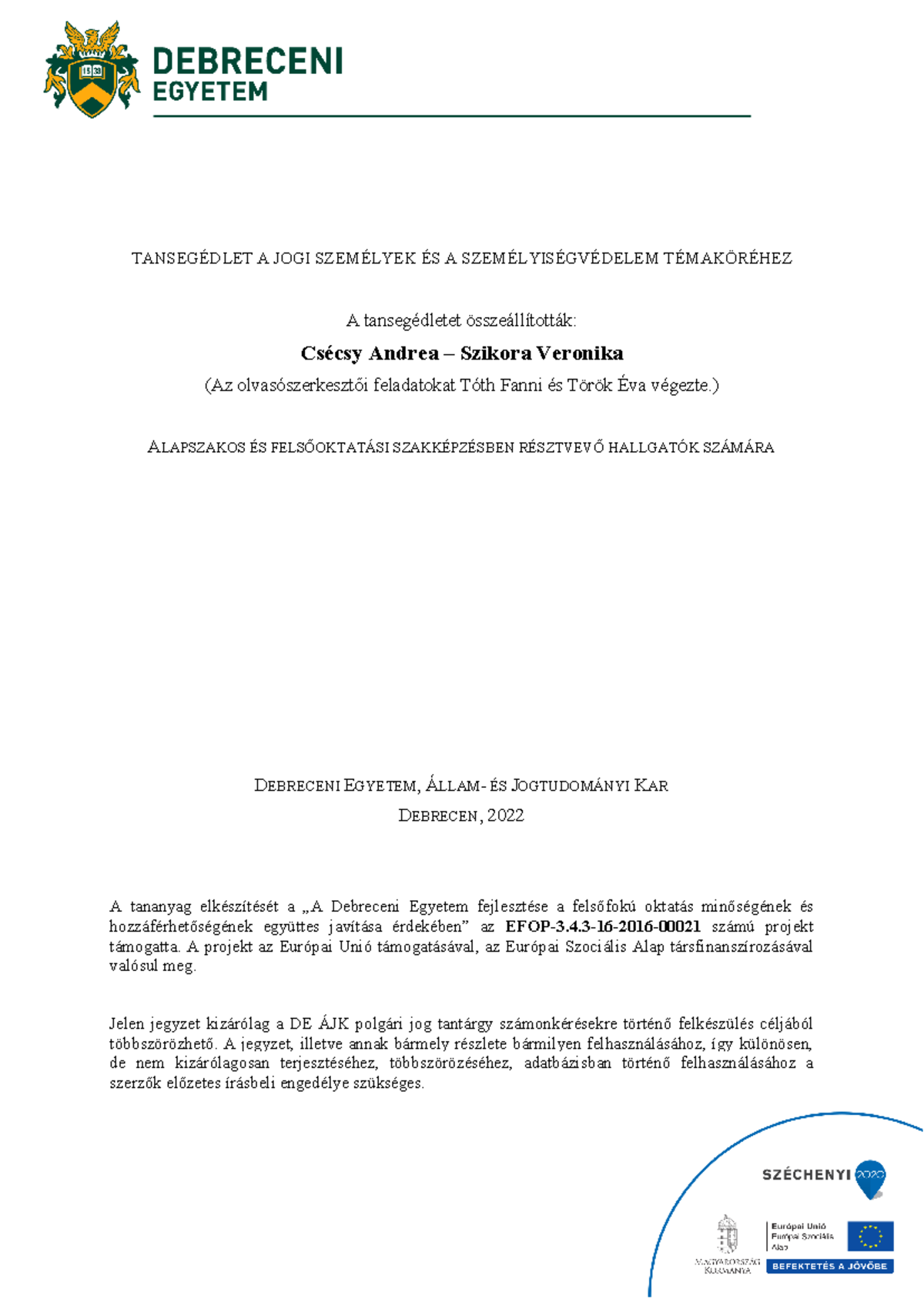 Tanseg Ã©dlet - jogi szem Ã©lyek, szem Ã©lyis Ã©gv Ã©delem ...