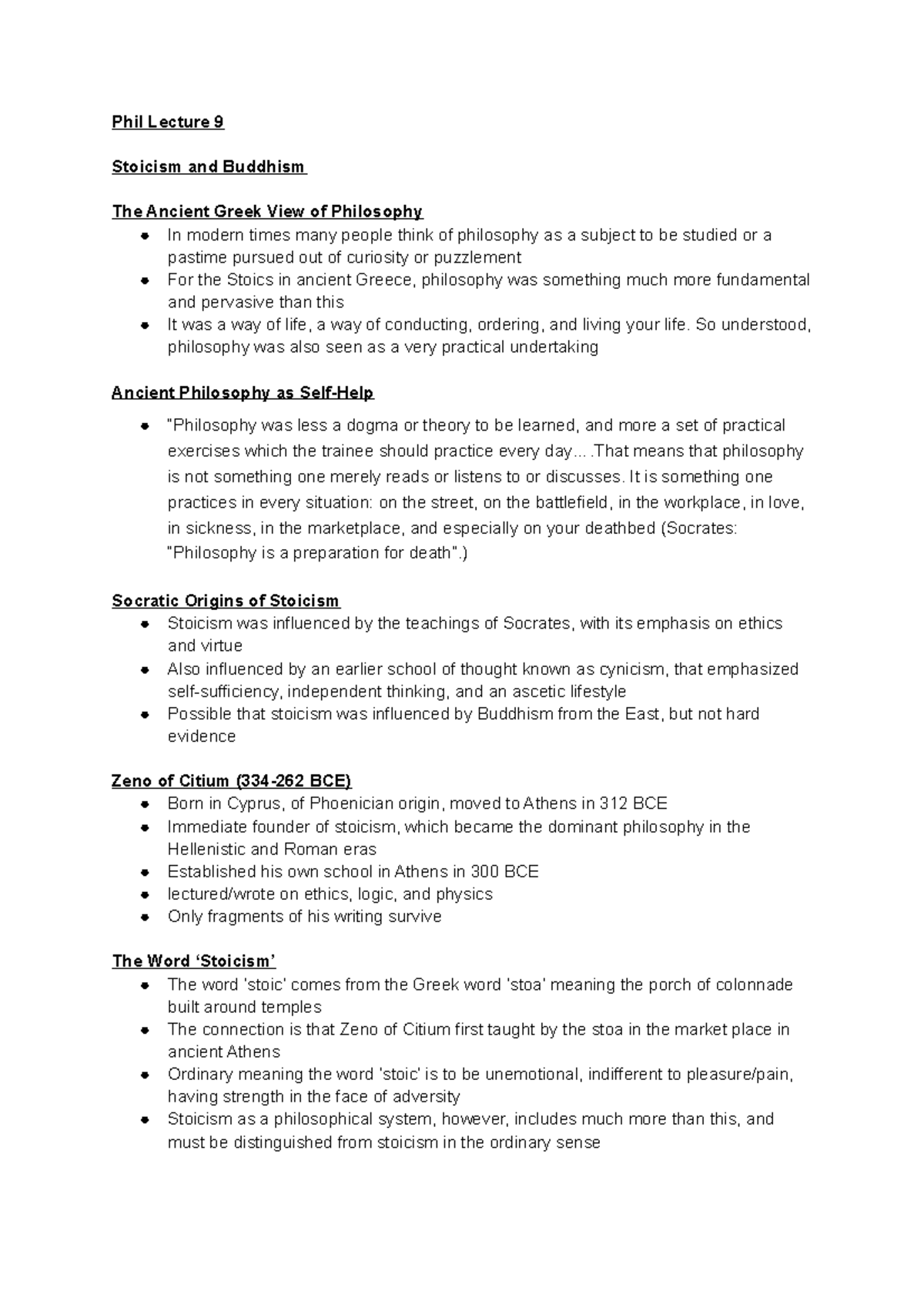Phil Lecture 9 - DR. KENNETH FERGUSON - Phil Lecture 9 Stoicism and ...