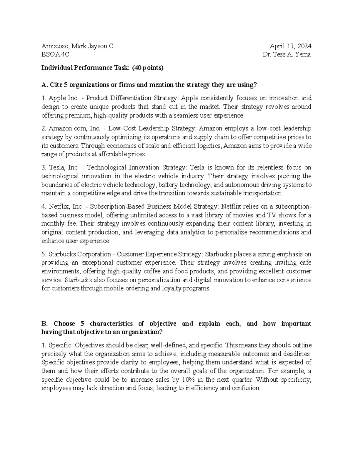 Amistoso - IPT Types of strategies, Individual Performance task ...