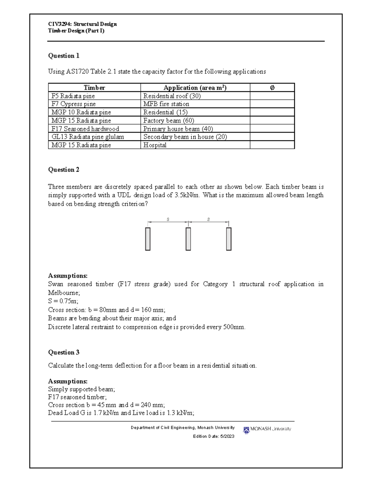 Week 9s Practice Problems- Solution - CIV2225 - Monash - Studocu