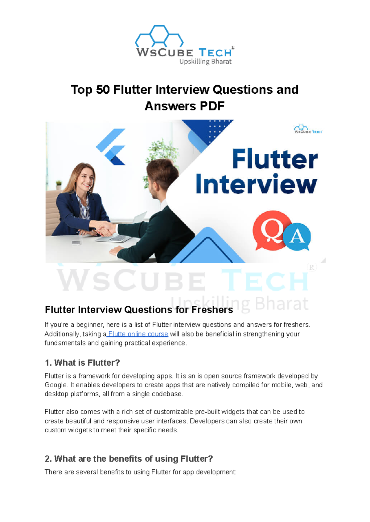 Flutter-Questions - Top 50 Flutter Interview Questions and Answers PDF ...