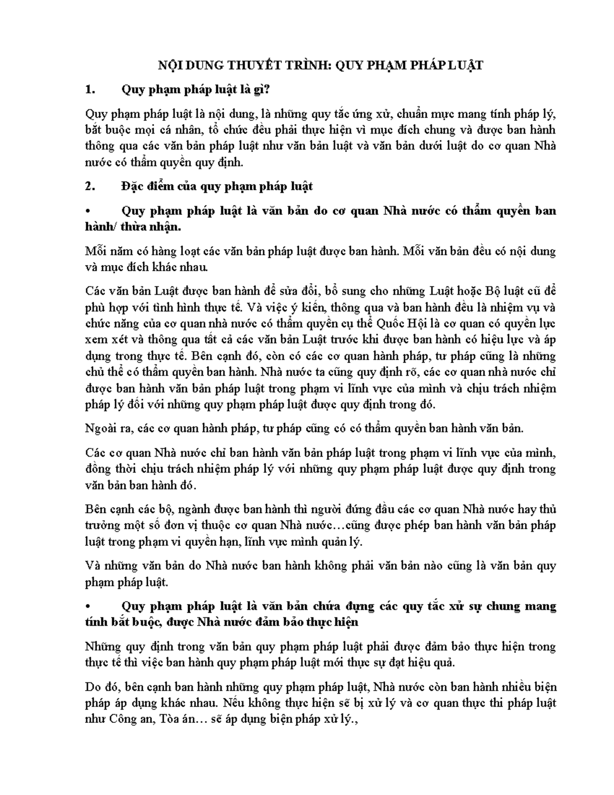 NDTT QPPL - NDTT QPPL - NỘI DUNG THUYẾT TRÌNH: QUY PHẠM PHÁP LUẬT Quy ...
