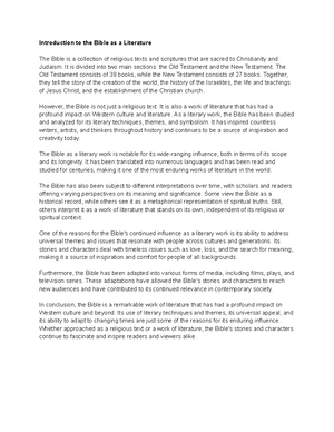 The Bible as Literature - Literary Techniques and Themes in the Bible ...