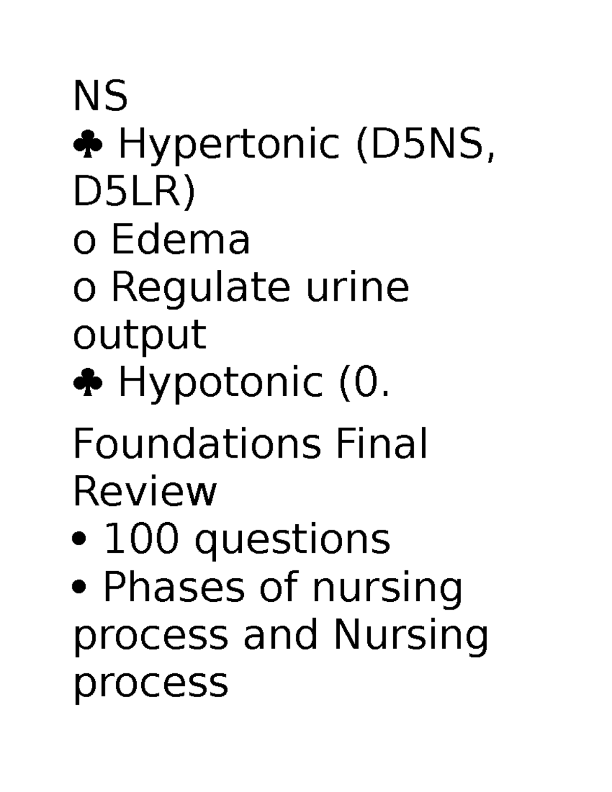 Exam 12 August 2019, questions and answers - NS Hypertonic (D5NS, D5LR ...