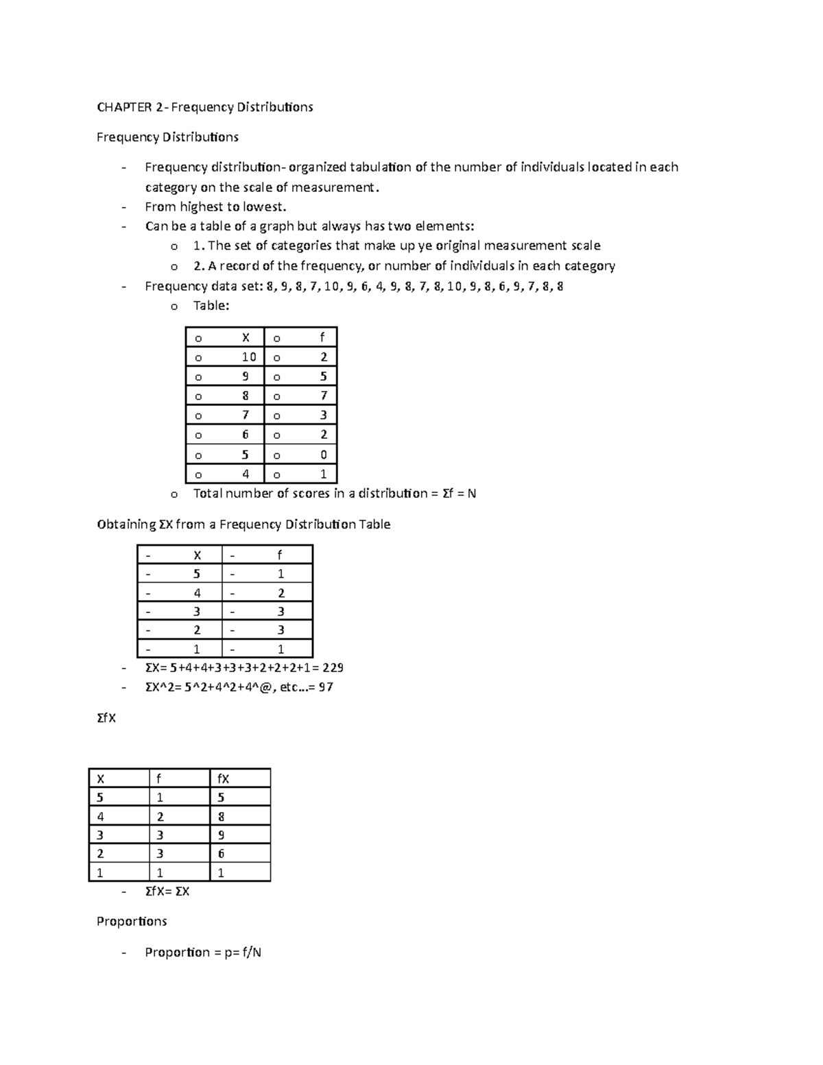 Psych stats notes 2 - CHAPTER 2- Frequency Distributions Frequency ...