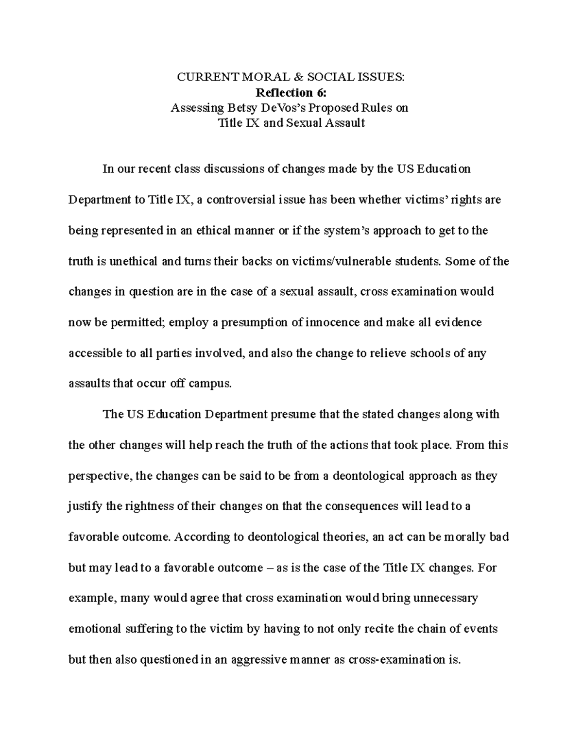 philosophy Reflection 6 - CURRENT MORAL & SOCIAL ISSUES: Reflection 6 ...