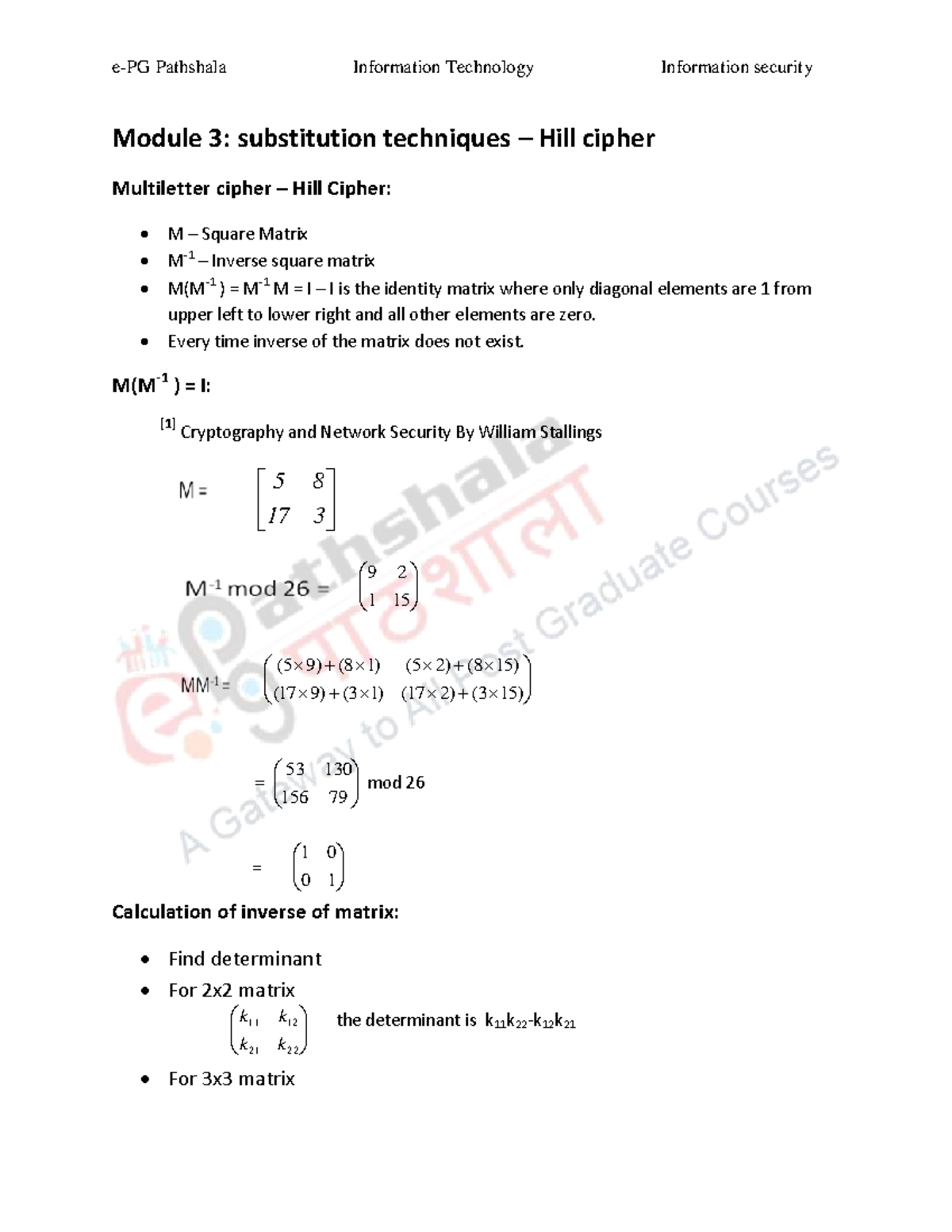14573504183 ET - Hill cipher - Module 3: substitution techniques – Hill ...